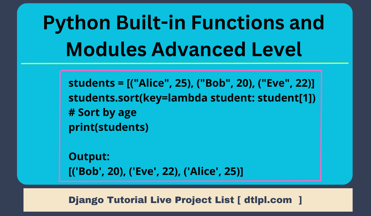 Python Built In Functions And Modules Advanced Level Cl 18